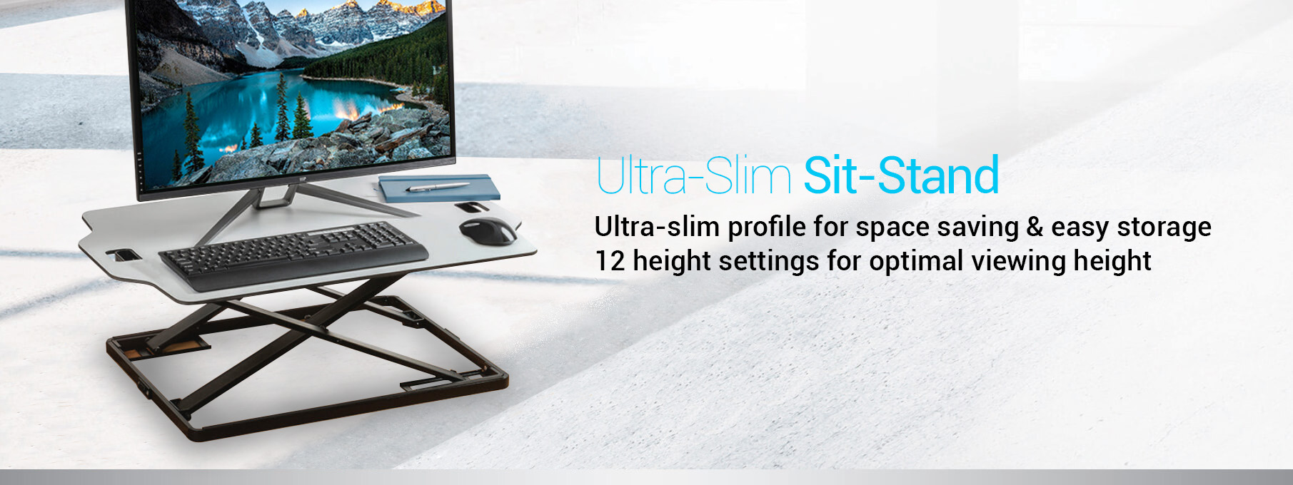 Ultra Slim Height Adjustable Sit and Standing Desk PrimeCables®-OpenBox