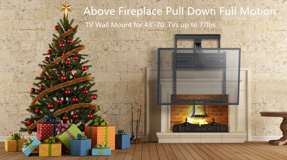 Full-Motion Above Fireplace Pull-Down TV Wall Mount For 43"-70" TVs ...