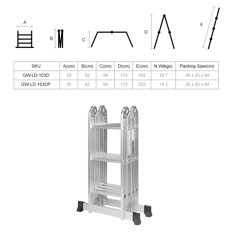 Aluminum Folding Scaffold Work Ladder 11.5 ft - LIVINGbasics®