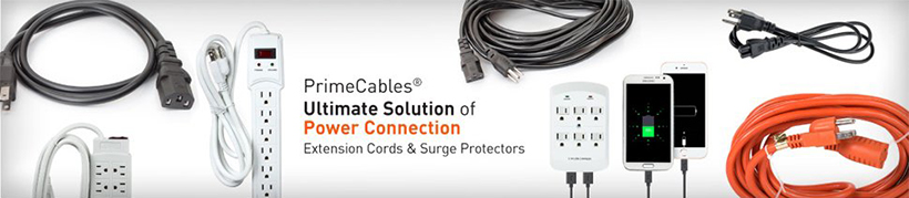 Surge Protector Power Strip with 2 USB Ports - PrimeCables