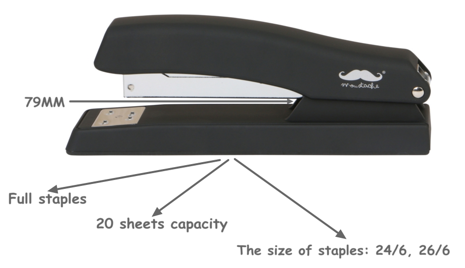 Rubber Paint Plastic Stapler, 20 Sheets - Moustache®