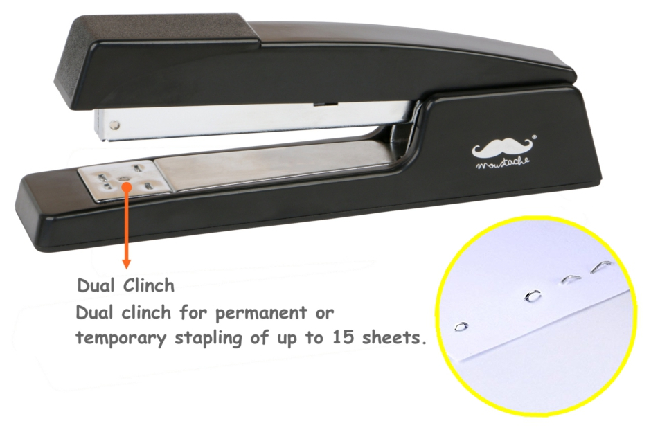 Classic Desktop Full Strip Metal Stapler, 15 Sheets - Moustache®