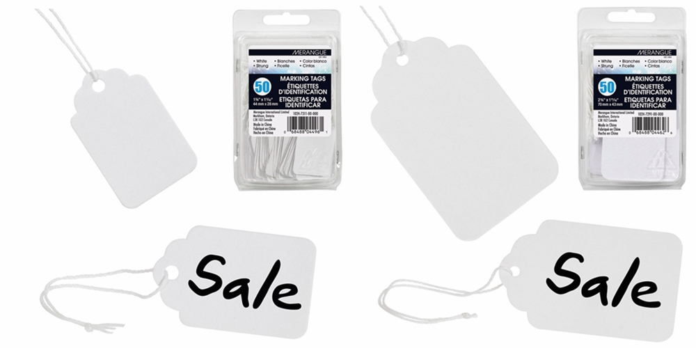 Merangue® White Identification Tags with String, Pack of 50