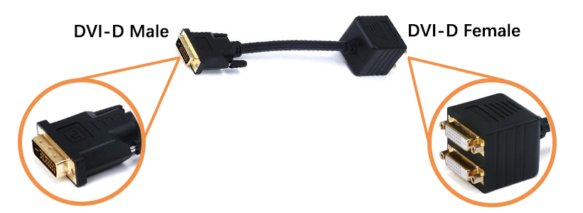 Video Splitter - DVI-D Male to DVI-D Female X 2 - Monoprice®