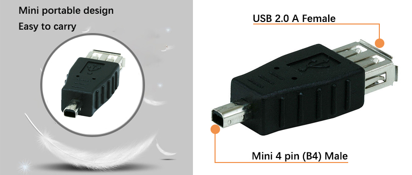 USB 2.0 A Female to Mini 4 pin (B4) Male Adapter - Monoprice®