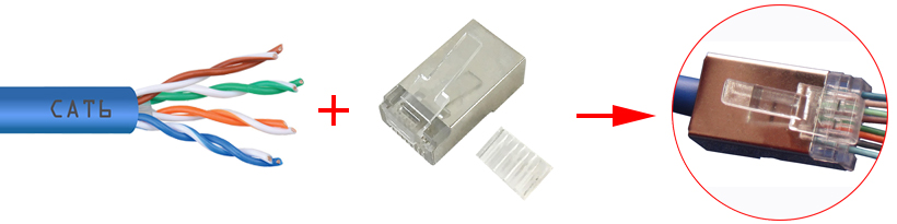 RJ45 Cat6 Plug with Insert Shielded for Round Cable (8P 8C) - Pack of 100