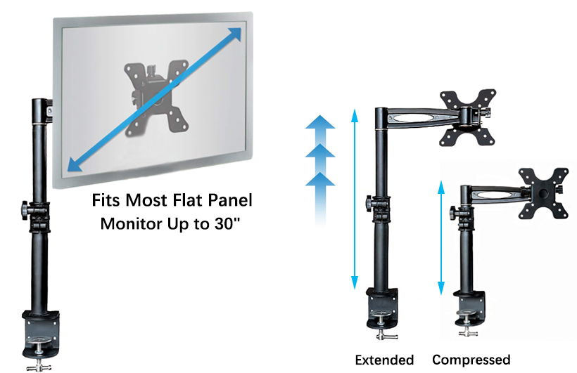 2 Way Adjustable Tilting Monitor Desk Mount Bracket for 13 inch to 30 ...