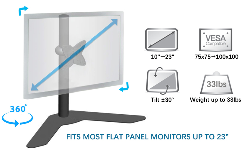 Adjustable Tilting SINGLE Desk Mount Bracket for 10 inch to 23 inch ...