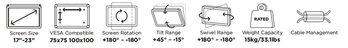 Point of Sale (POS) Height Adjustable Monitor Mount