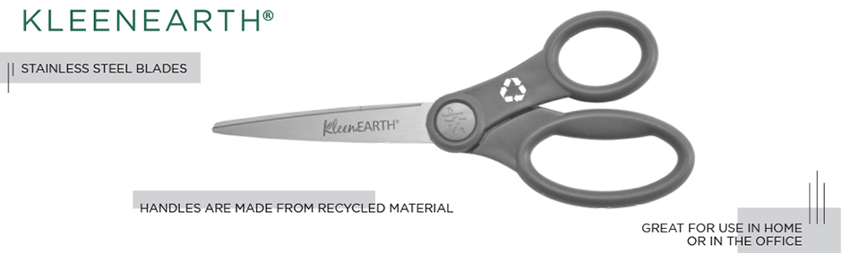 Westcott® KleenEarth Soft Handle Scissors, 8" Bent Blades / 7" Straight ...