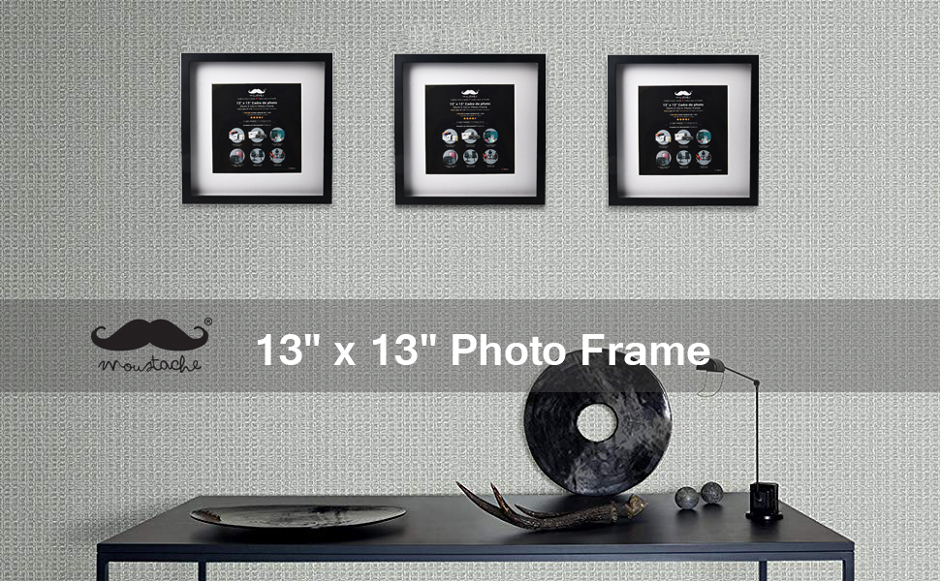 13" x 13" Picture Frame for Wall Hanging , Matted for 8" x 8" - Moustache®