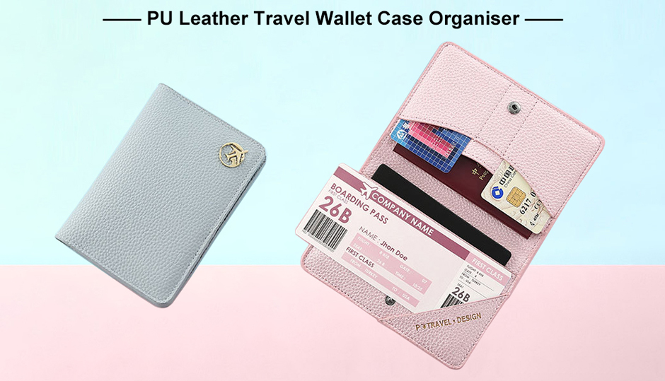 Travel PU Passport Wallet Card Holder