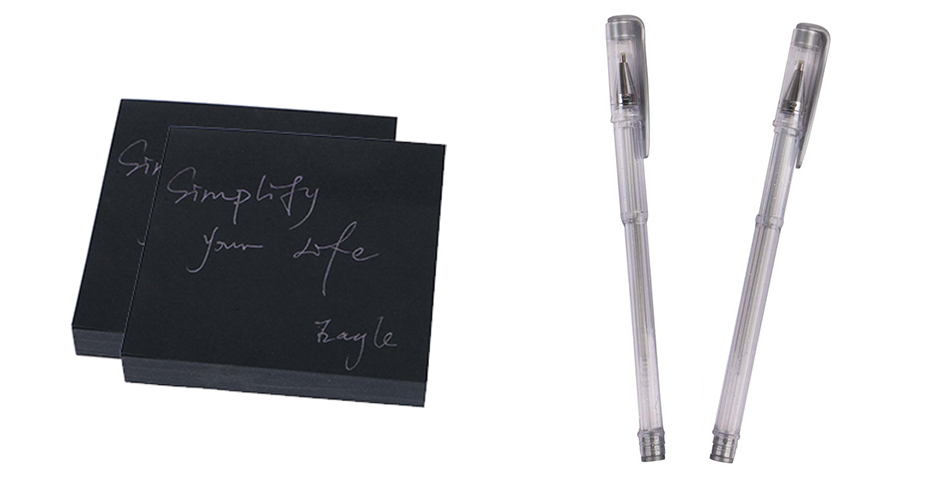 Black Sticky Notes with 2 Silver Gel Pens for Messaging and Flagging ...
