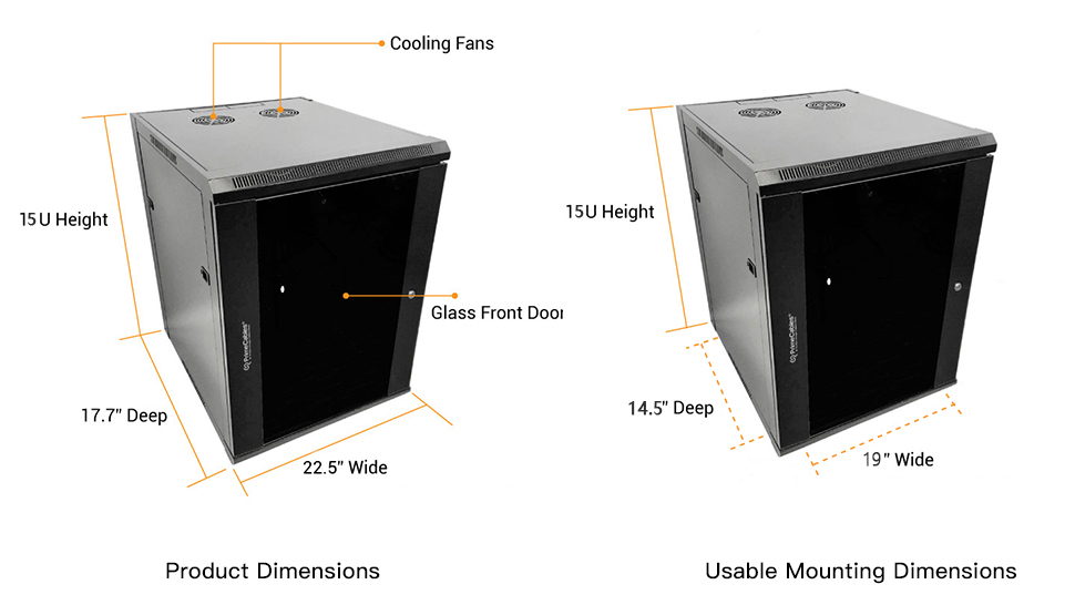 Wall Mount Network Server Cabinet Rack 15U PrimeCables®