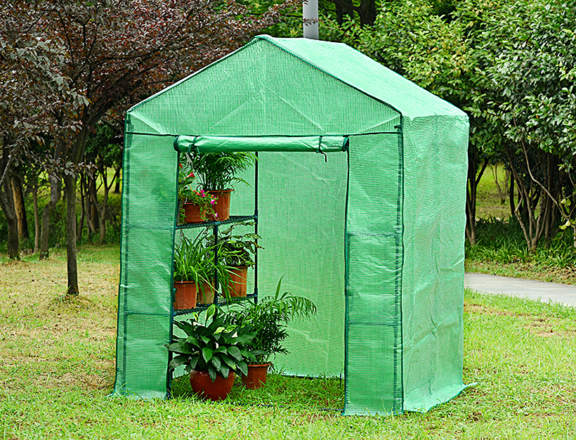 Large Walk-In Greenhouse 2 Tiers 8 Shelves with Roll-Up Zipper Door, 61 ...
