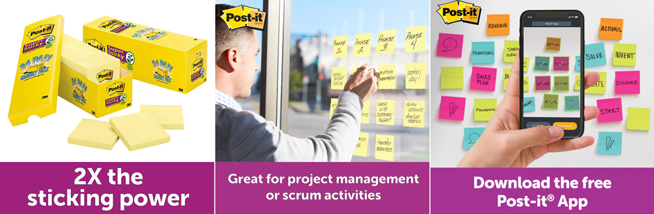 Post-It® Super Sticky Notes Cabinet Pack, 3" x 3", Canary Yellow, 24 Pads