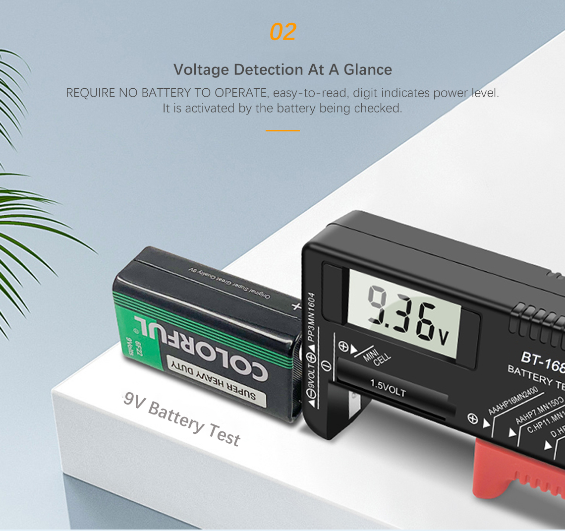 Digital Battery Tester Battery Checker for AA AAA C D 9V 1.5V Button ...