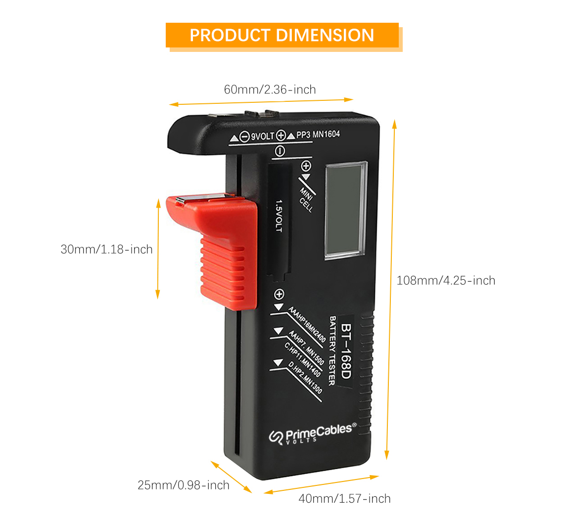 Digital Battery Tester Battery Checker for AA AAA C D 9V 1.5V Button ...
