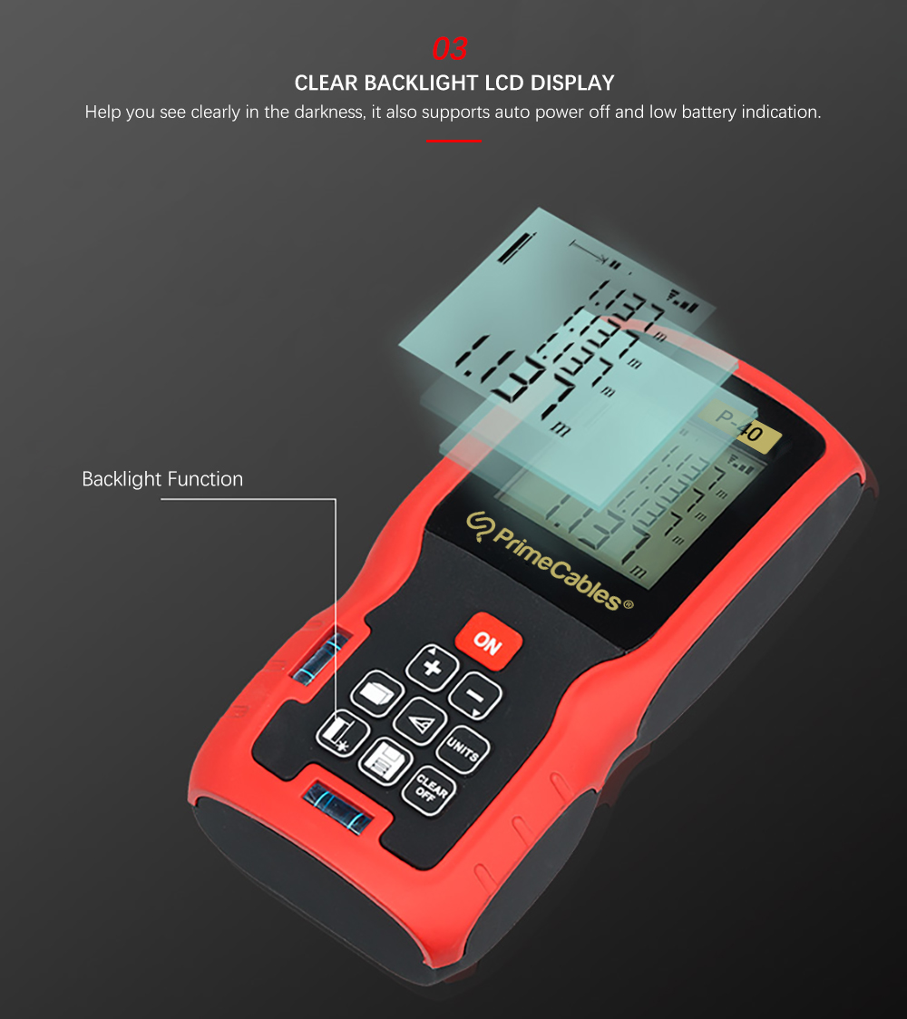 Digital Handheld Laser Distance Measurer, 40 Meter (131Feet) - PrimeCables®