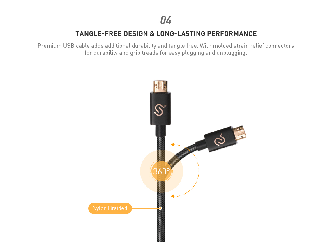 Reversible Micro USB Double Sided Charging/Sync Cable with Nylon ...
