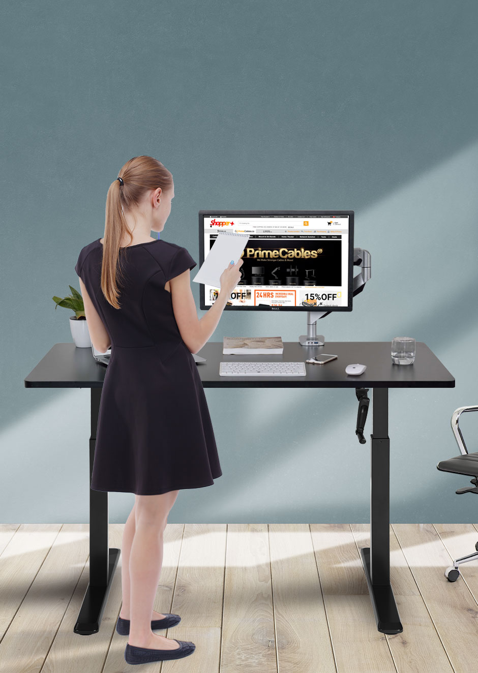 Manual Sit to Stand Adjustable Desk Riser Frame (Table Top Not Included ...