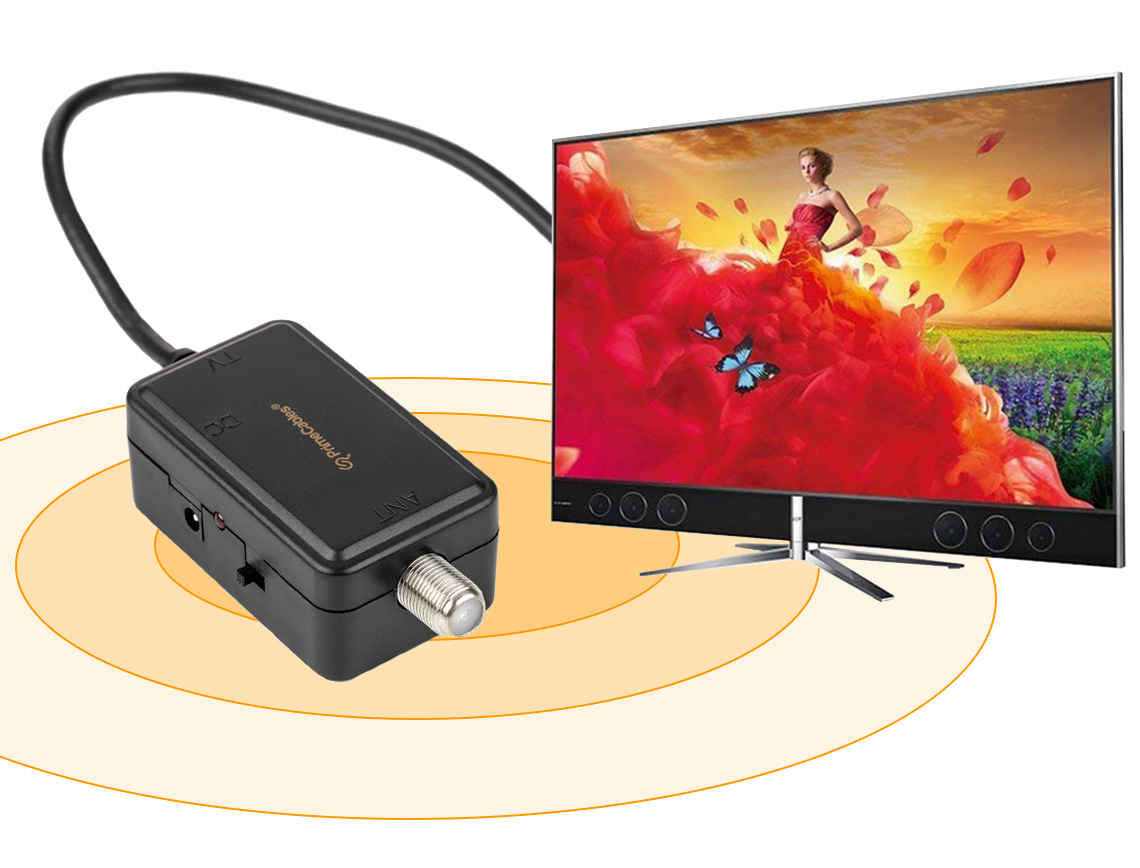 Digital TV Antenna Amplifier with Power Adapter Included - PrimeCables®