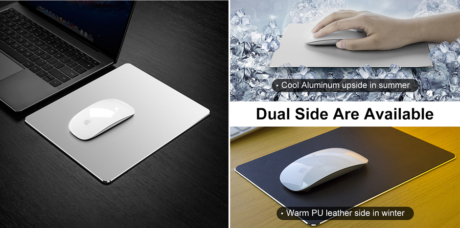 Slim Double-Sided Mouse Pad, Aluminum & PU，Thickness of 2.5mm