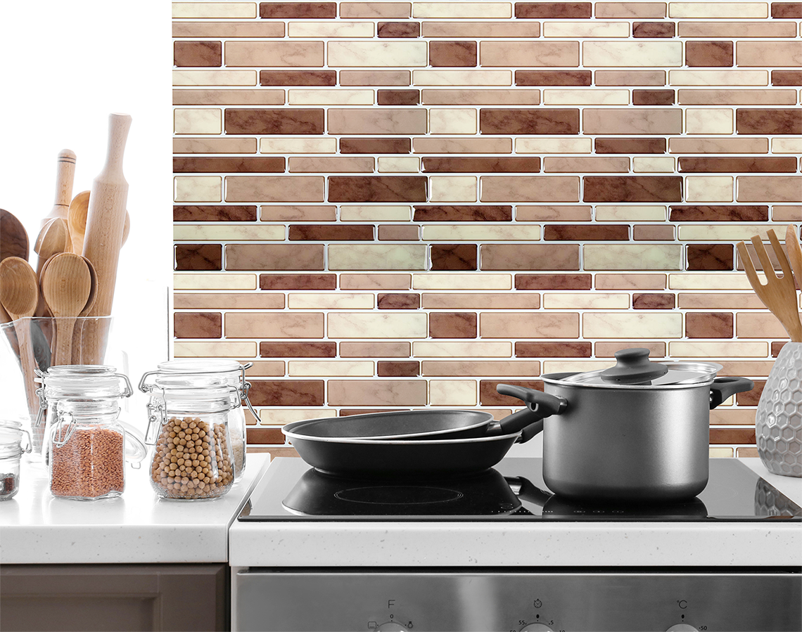 Tile Wall Decals Peel and Stick Self-Adhesive Multi Rectangle 10" x 10 ...