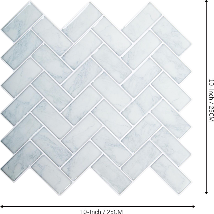 Tile Wall Decals Peel and Stick Self-Adhesive Herringbone 10"x10" - iDesign