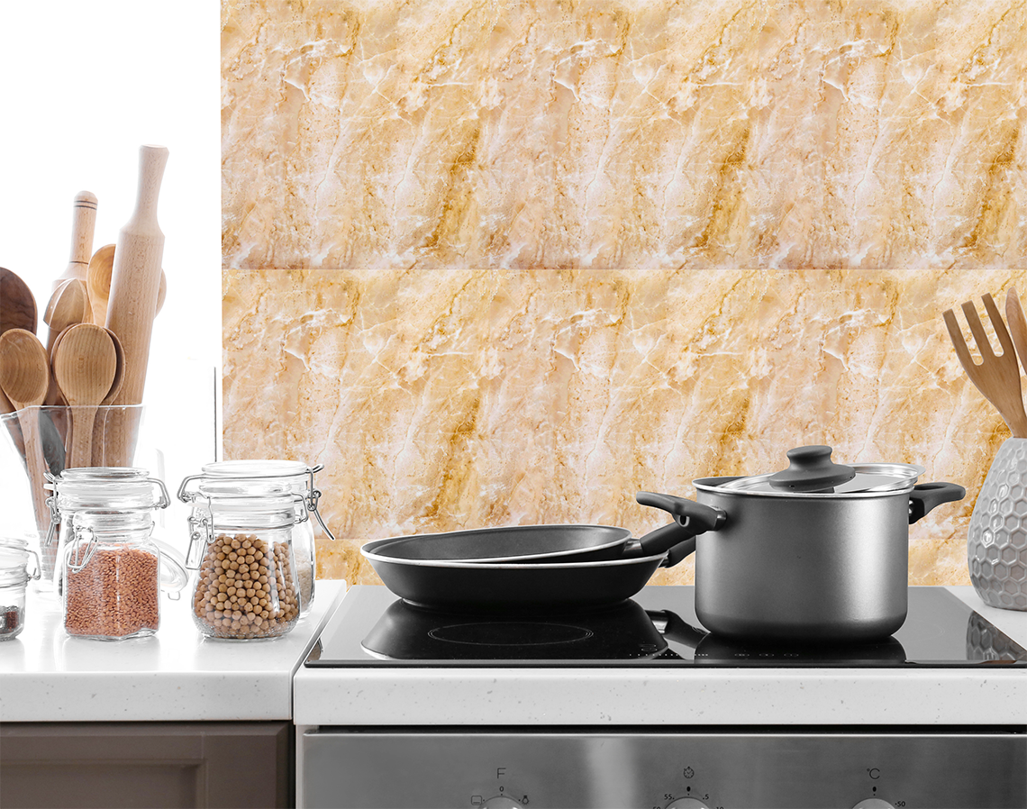 Marble Tile Peel and Stick Wall Decals, Beige, 11.8"x11.8" - iDesign