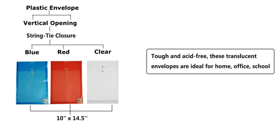 Geocan® Vertical Poly Envelope, 10" x 14.5'', String-Tie Closure