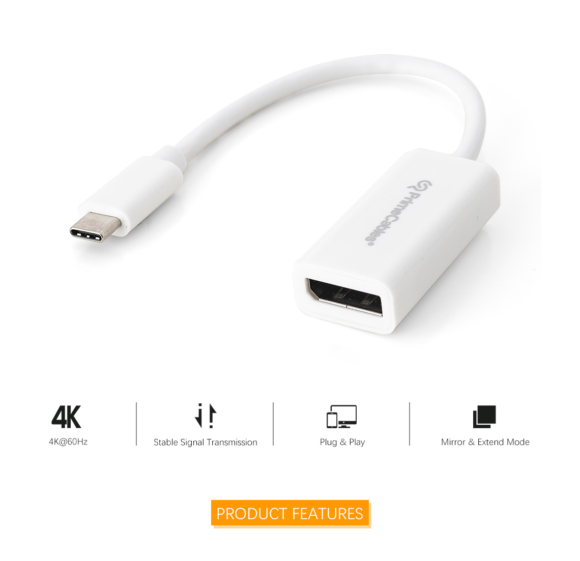 Adaptateur USB-C vers DisplayPort 4K - PrimeCables®