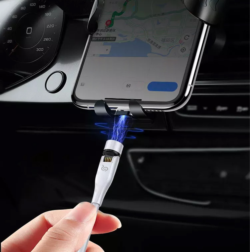 3ft USB 3 in 1 Self-Winding Magnetic Charging Cable + 3ft180° Rotation ...