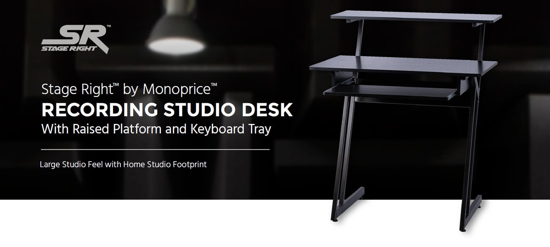 Stage Right by Monoprice Recording Studio Desk with Raised Platform and ...