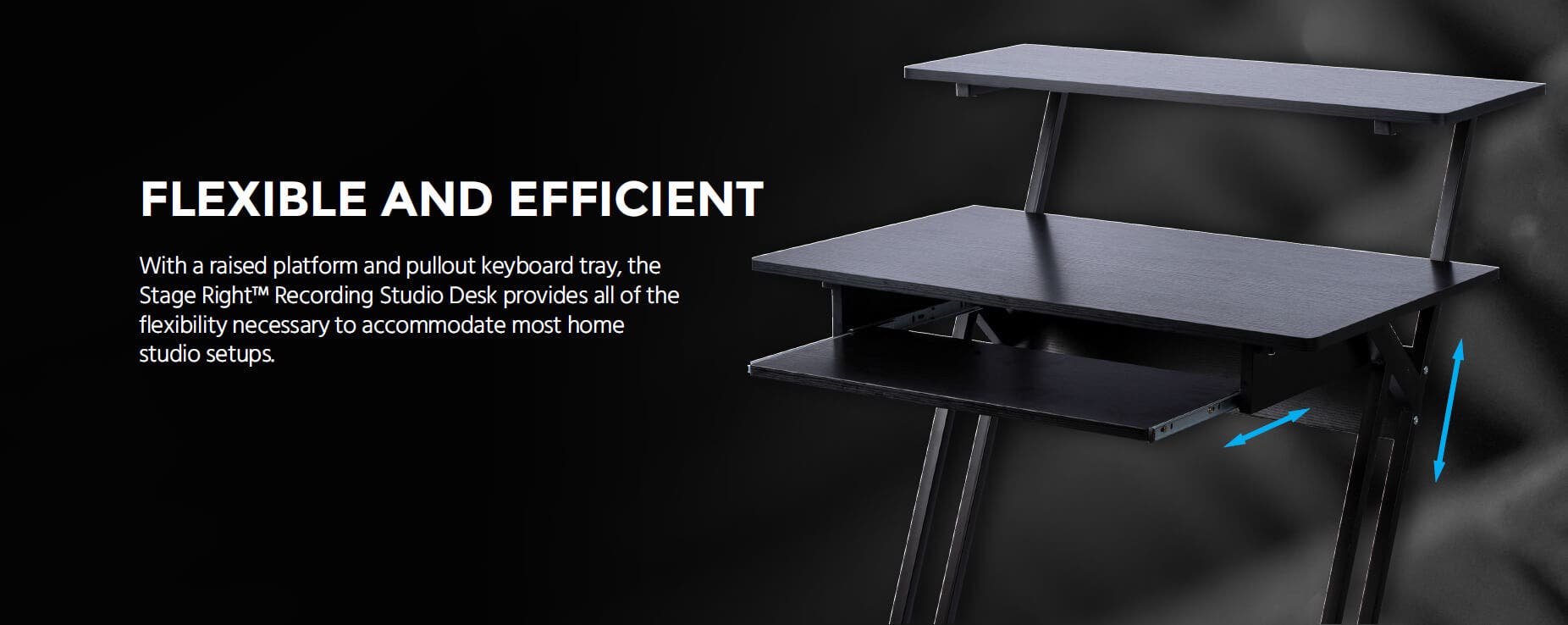Stage Right by Monoprice Recording Studio Desk with Raised Platform and ...