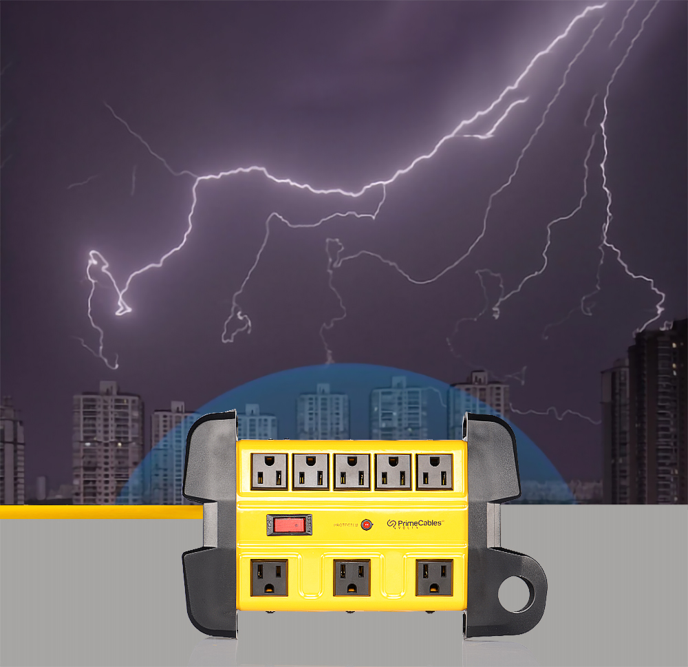 8 Outlets Metal Housing Surge Protector with 14AWG 10Ft Cord, 1350 ...