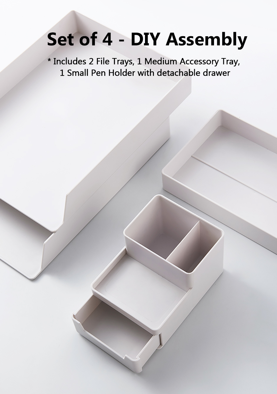 Desktop Stacking Tray Organizer for Office Home, 5-Tier, Plastic