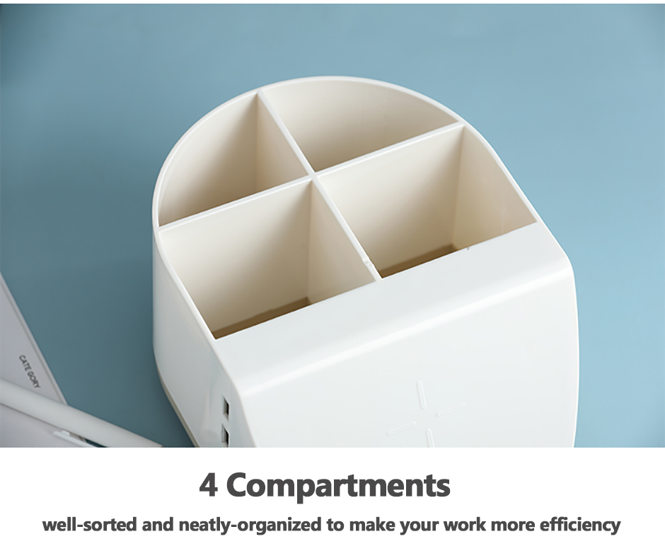 Multifunctional 4-Compartment Desk Organizer with Wireless Charging Pad