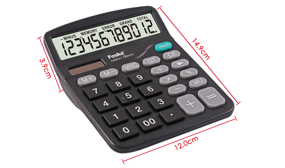 Foska® 12-Digit Hybrid Power Electronic Calculator