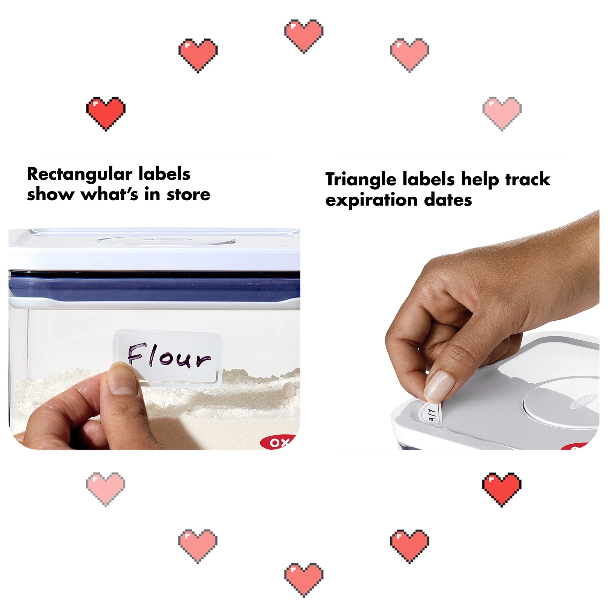 OXO POP 2.0 Container Removable Labels, White, 19.05x11.18x1.27 cm ...