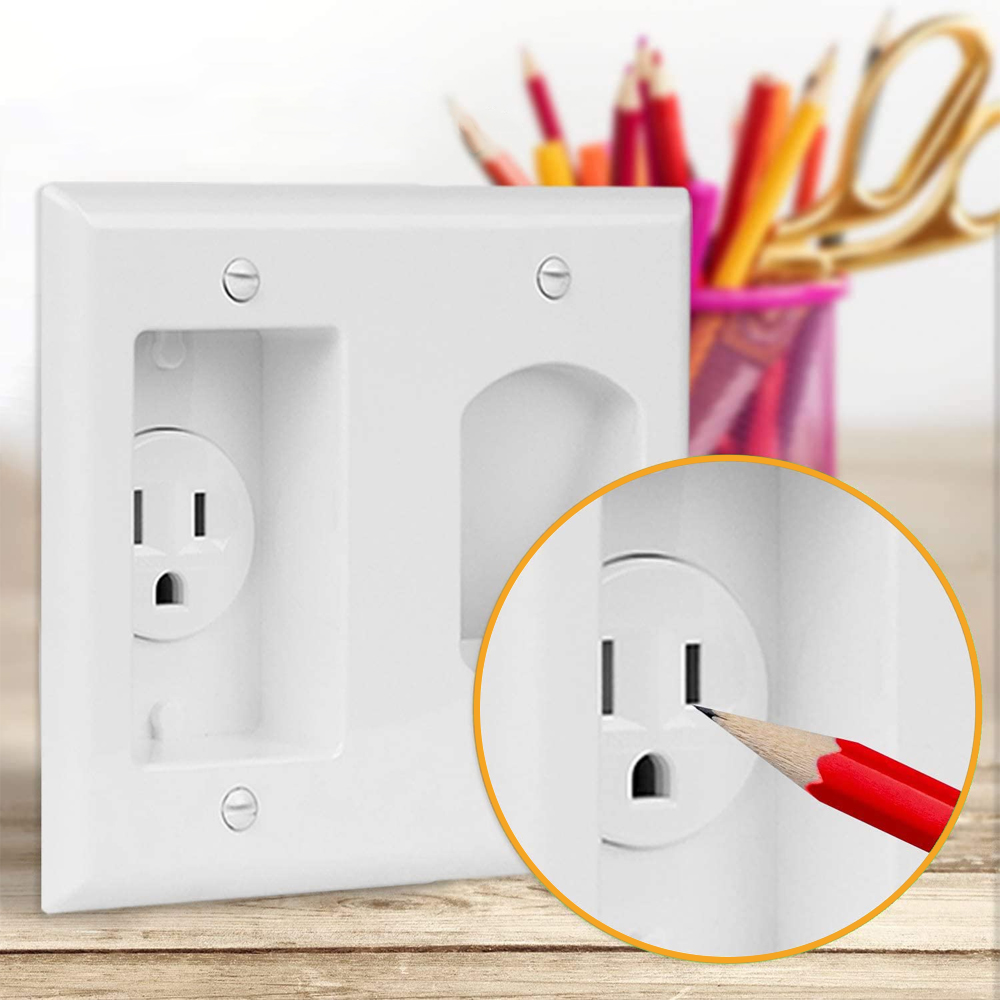 2-Gang Low Voltage Pass Through Cable Concealer Wall Plates With ...