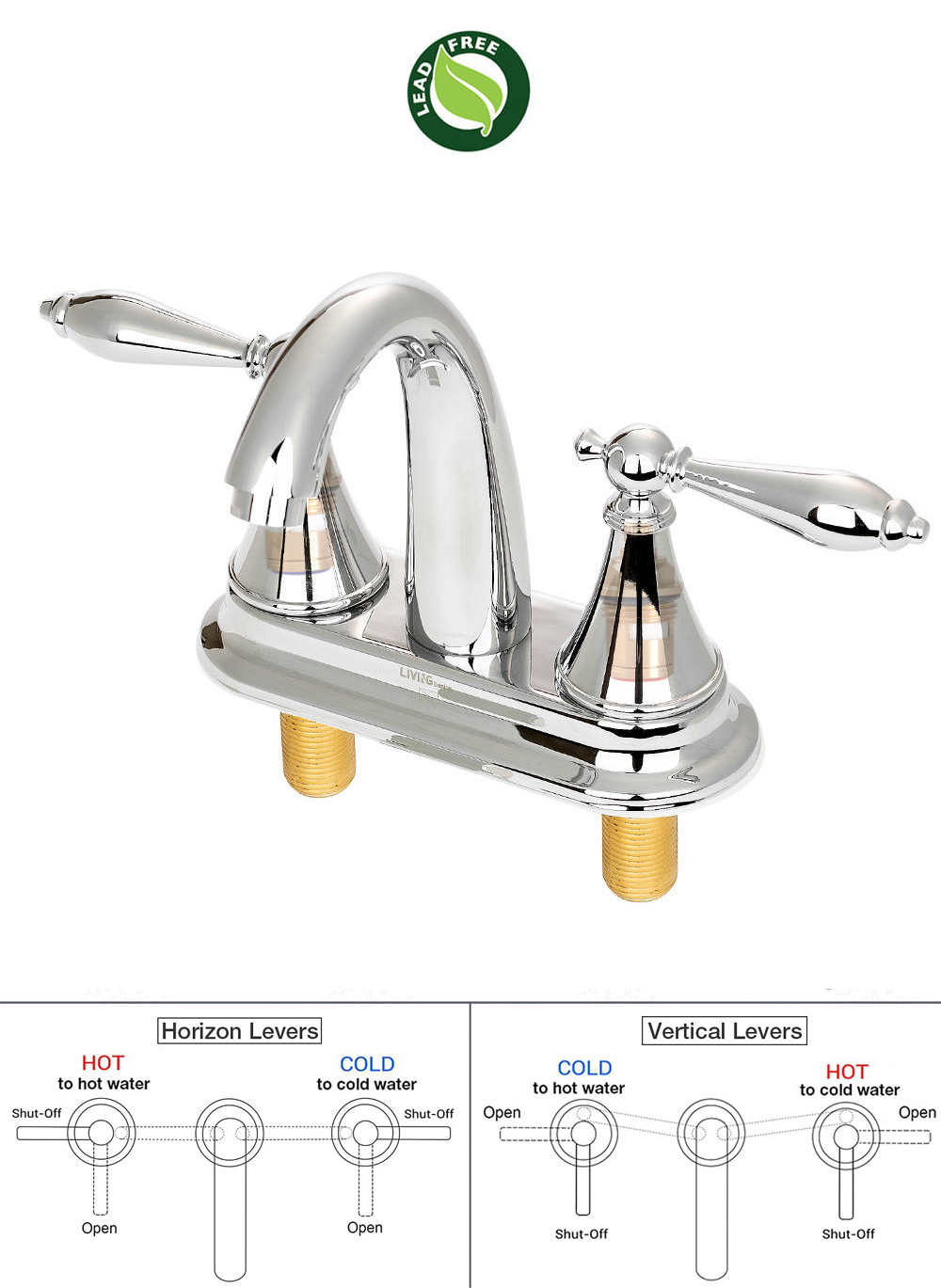 Solid Brass Body and Stem with 24 Teeth on Spline Two Handles Ceramic ...