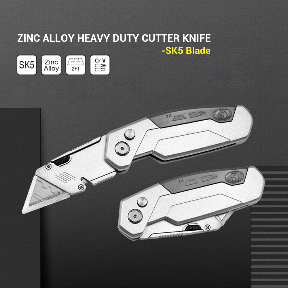 Heavy Duty Zinc-Alloy Cutter Utility Knife with 2Pcs Hidden Blades ...