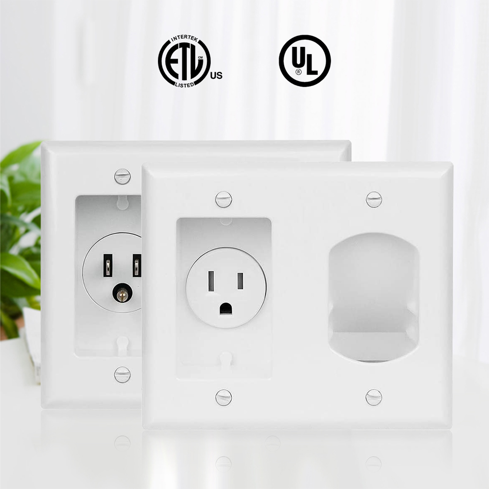 2-Gang Low Voltage Pass Through Cable Concealer Wall Plates With ...