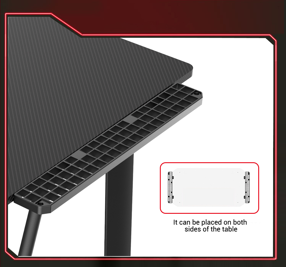 Ergonomic PC Gaming Desk with Extension Stand, black - PrimeCables®