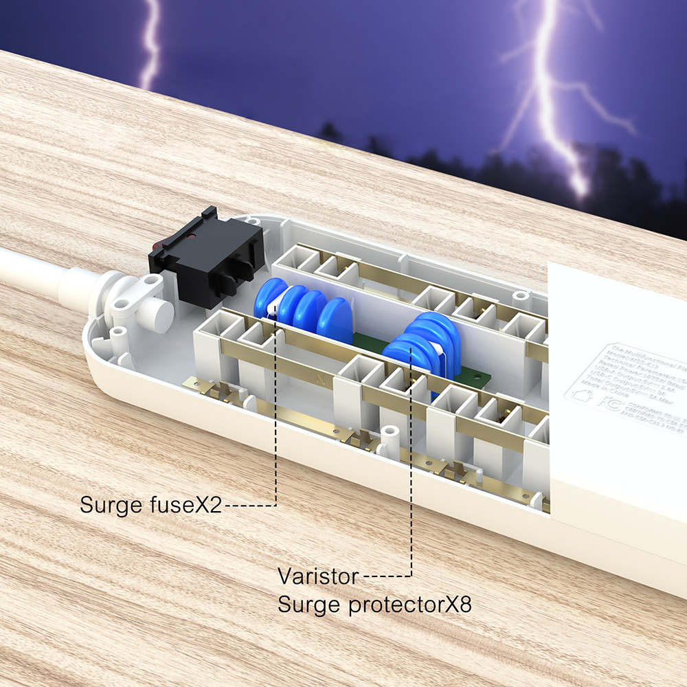 Surge Protector Power Bar with USB Ports - PrimeCables