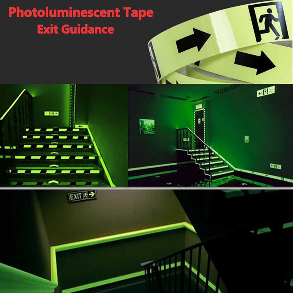 Self-Adhesive Glow in the Dark Safety Tape, 2" Wide x 74FT