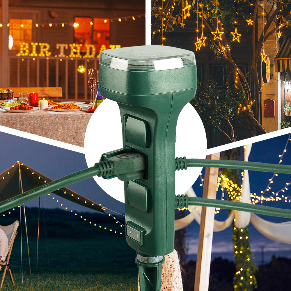 6-Outlet Outdoor Weatherproof Power Stake Timer - PrimeCables®