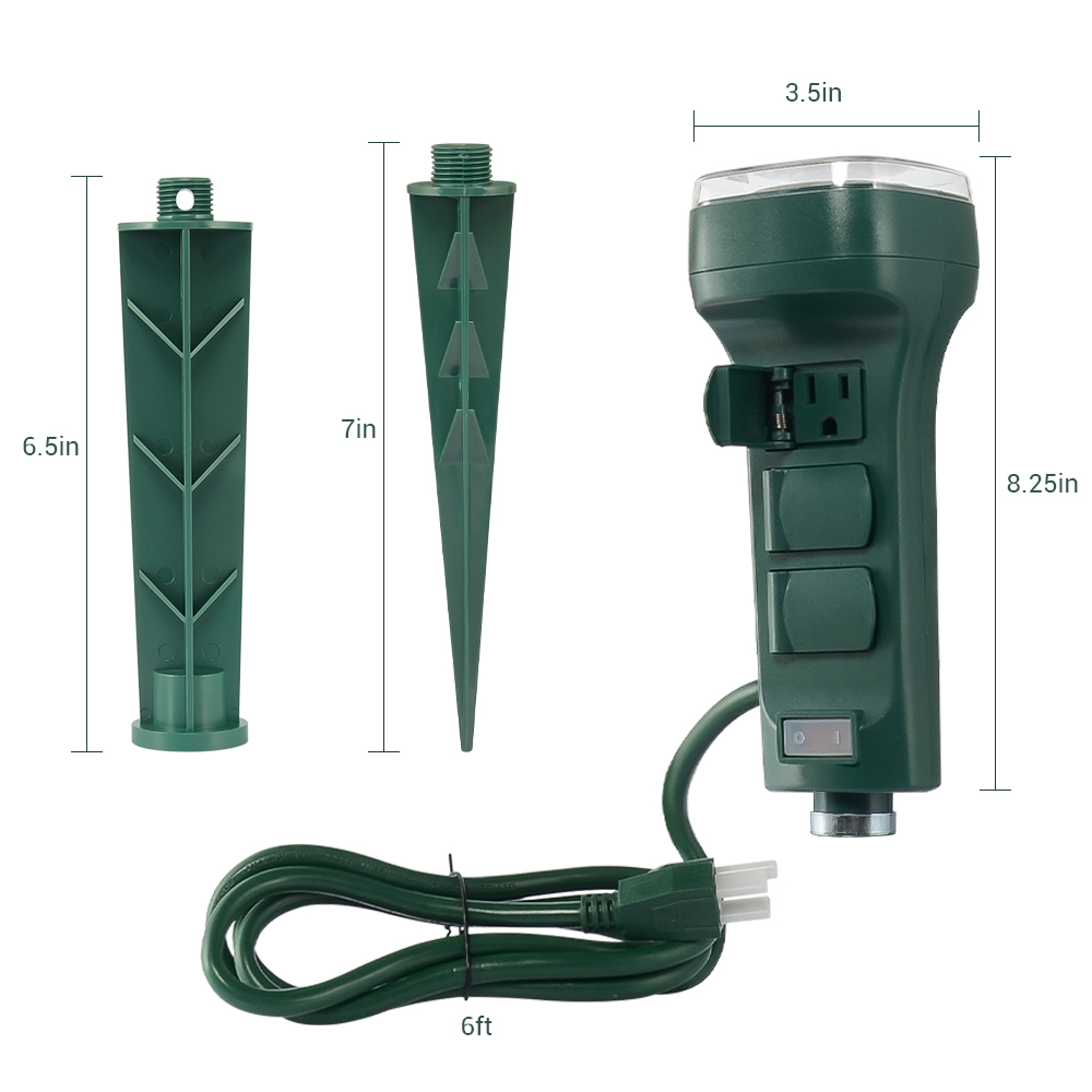 6-Outlet Outdoor Weatherproof Power Stake Timer - PrimeCables®