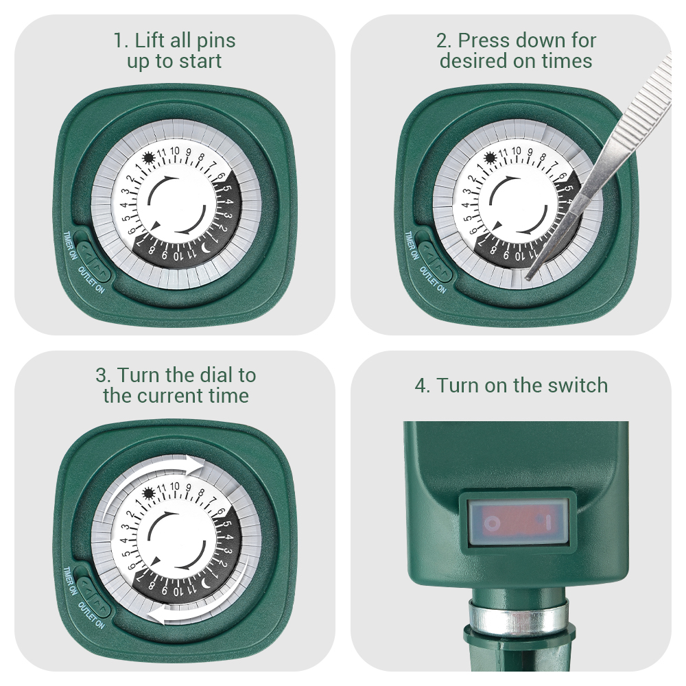 6-Outlet Outdoor Weatherproof Power Stake Timer - PrimeCables®